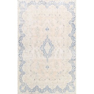 Floral Muted Distressed Kerman Persian Area Rug Handmade Wool Carpet ...