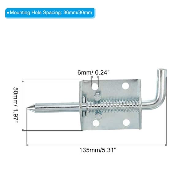 Spring Loaded Latch Pin 5.31" Iron Security Latch Sliding Barrel Bolt ...