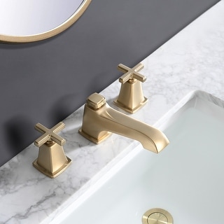 YASINU Two Handles Widespread Cross Handle Bathroom Faucet with Drain ...