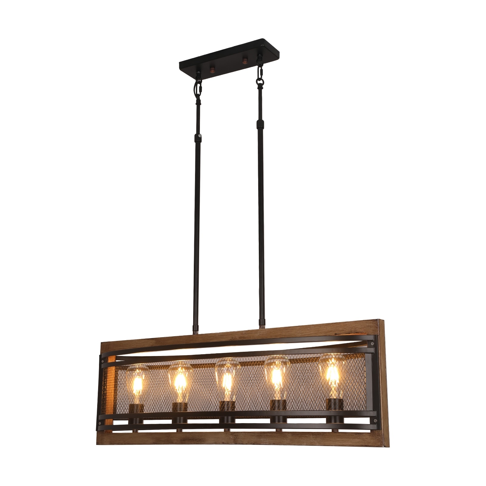 5-Light Rustic Black Pendant Light Height Adjustable - Bed Bath ...