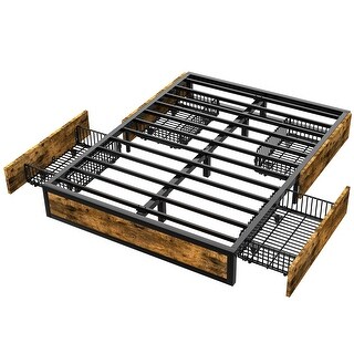 Bed Frame with 4 Drawers, Heavy Duty Metal Platform Bed with Headboard ...