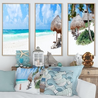 Designart "Caribbean Coast in Tulum Mexico" Sea & Shore Framed Canvas ...