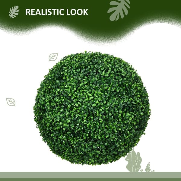 HOMCOM Set of 2 19.75 Inch Artificial Ball Boxwood Topiary Trees Balls ...