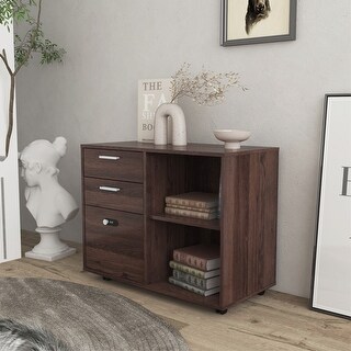 Drawer Wood File Cabinet with Coded Lock Wood Grain - Bed Bath & Beyond ...
