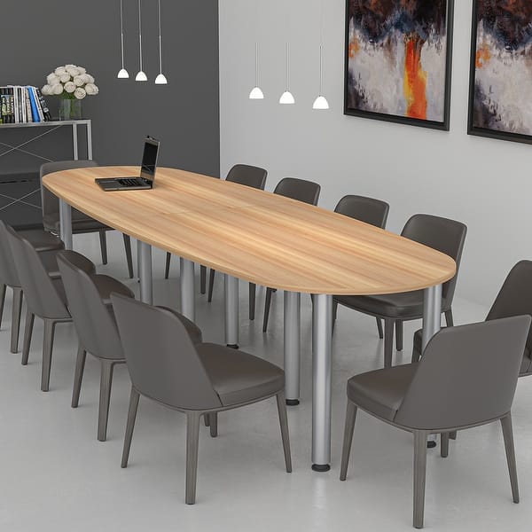 12 Person Boat-Oval Conference Table with Power And Data Post Legs ...