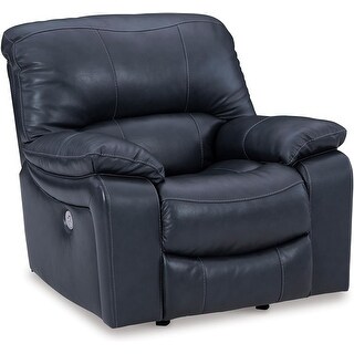 41-inch Blue Top Grain Leather Power Rocker Recliner with USB Port and ...