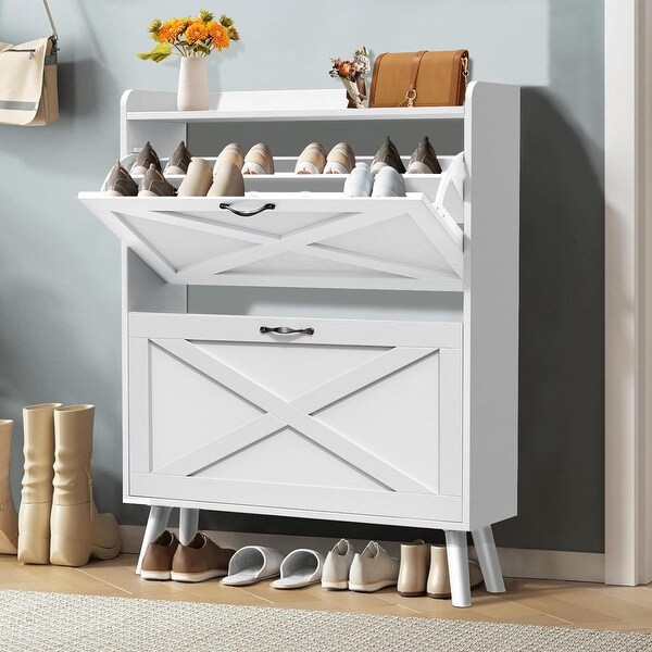 3-Drawer Shoe Cabinet, Shoe Rack Organizer Cabinet with Door - Bed Bath ...