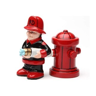 Fireman and Hydrant Salt and Pepper Shakers Magnetic Ceramic - Multi ...