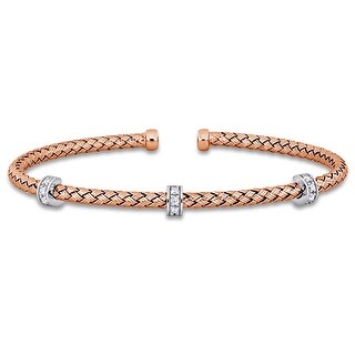 Miadora 1/3ct TGW Cubic Zirconia Station Bangle Bracelet in Rose Silver ...