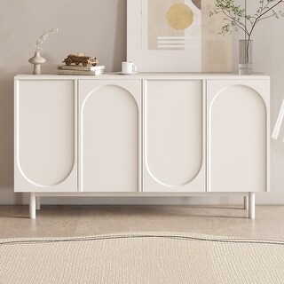 55.2" Modern White Wood Buffets and Sideboards with 5 Shelves - On Sale ...