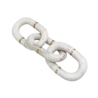 A&B Home White Marble Chain with Brass Inlay - White/Gold - Bed Bath ...