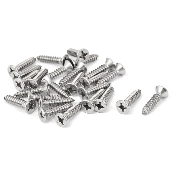 M5.5 x 25mm Phillips Flat Head Self Tapping Screw Silver Tone 25 Pcs ...