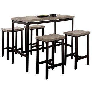 5-Piece Metal Dining Table Set with Dining Chairs & Rectangular Table ...