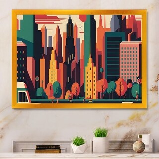Designart "Colorful Cityscape I" Cityscapes Framed Art Print - Bed Bath ...