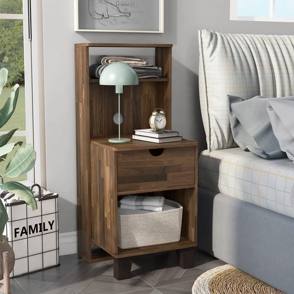 DH BASIC Transitional Compact 3-Shelf Single-Drawer Nightstand by ...