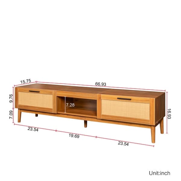 Multi-Purpose TV Stand with 2 Side Cabinets & a Open Shelf, Media ...