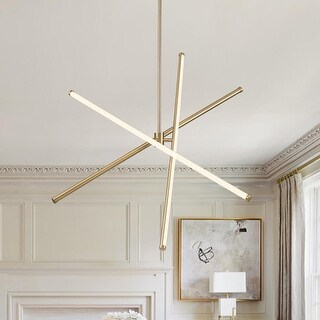 Modern 3-Light Sputnik Linear LED Pendant Chandelier - Adjustable - Bed ...