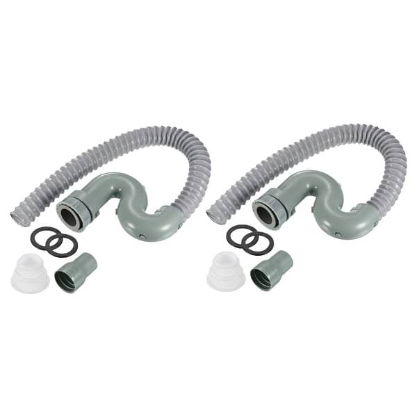 2Pcs Drain Pipe 80cm Expandable Tubing Flexible P-trap Drainage Pipe ...
