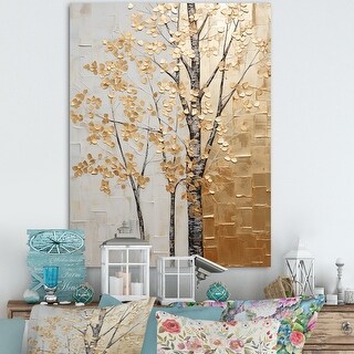 Designart "Beige Trees Oak Solitude" Tree Oak Wall Art - Bed Bath ...