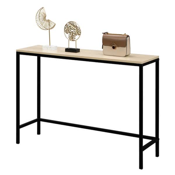 Industrial Style Porch Table Single Layer Light Walnut Color Console ...