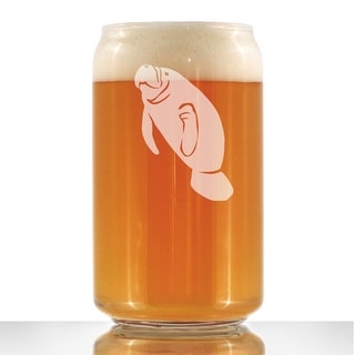 Manatee - Beer Can Pint Glass - Florida Sea Life Gifts - 16 Ounce - Bed ...