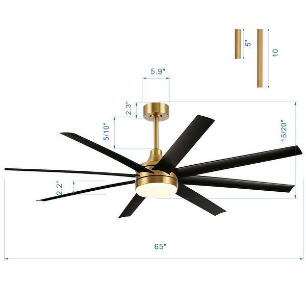 65-in Gold Large Indoor Ceiling Fan with Light Remote (8-Blade) - Bed ...