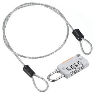 4 Digit Combination Lock with Security Cable Padlock Steel Lock Chain ...