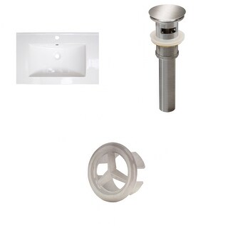23.75-in. W 1 Hole Ceramic Top Set In White Color - Overflow Drain Incl ...
