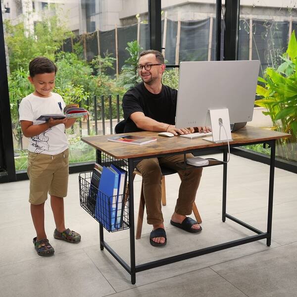 32'' Safety Rounded Corner Home Office Desk with Cable Trough and Under ...