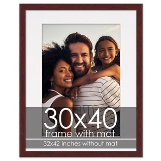 30x40 Frame with Mat - Brown 32x42 Frame Wood Made to Display Print or ...