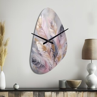 Pink Feather Wanderlust - Glam Feather Wall Clocks in Asymmetrical Fall ...