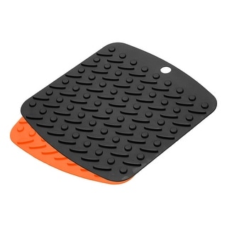 Silicone Trivet Mats 2pcs, Square Dish Drying Mat Jar Opener - Orange ...