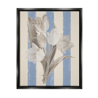 Stupell Tulip Bundle on Stripes Framed Floater Canvas Wall Art Design ...