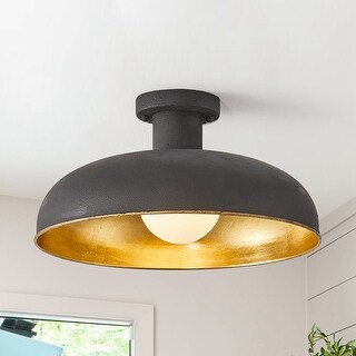 15.8-in Industrial 1-Light Soft Black Semi Flush Mount Celing Light ...