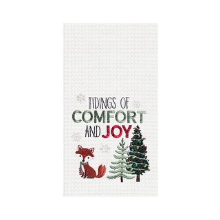 27" x 18" Christmas Holuiday "Tidings of Comfort & Joy" Sentiment Fox ...