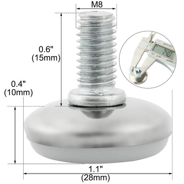 M8x15mm Adjustable Table Desk Cabinet Thread Leveling Feet 20pcs ...