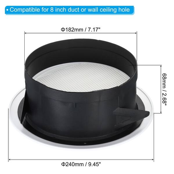 8" Round Air Vent Ceiling Diffuser Grill Louver Soffit Vent w Screen ...