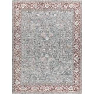 EXQUISITE RUGS Heritage Power-loomed Polyester/Acrylic Navy/Red Area ...