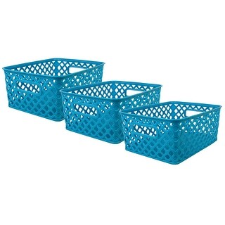 Romanoff Woven Basket, Small, Turquoise, Pack of 3 - Bed Bath & Beyond ...