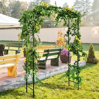 Gymax Garden Arch Arbor Trellis 7.5 ft Patio Pergola Plant Stand Rack ...