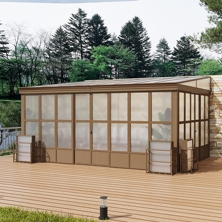 Lean-to Sunroom 12x16FT, Wall Mounted Solarium - Bed Bath & Beyond ...