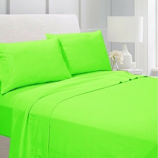 Egyptian Comfort 1800 Count 4 Piece Bed Sheet Set Twin Lime Green - Bed ...