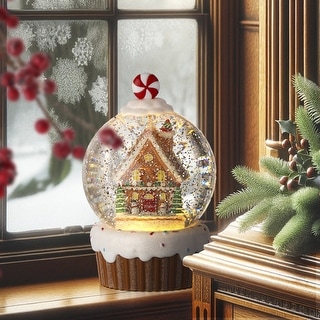 7"Led Battery Operated Timer Usb Gingerbread Cupcake Water Globe - Bed ...