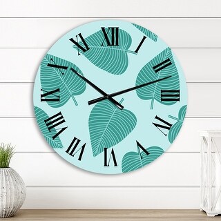 Designart 'Modern Exotic Tropical Leaves I' Traditional wall clock ...