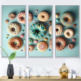Designart "Colorful Donuts Flatlay V" Food Donuts Framed Canvas Art ...