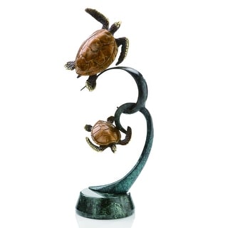 Spi Brass Double Turtles On Ribbon Statue - 12 X 6 X 4 inches - Bed ...