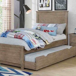 Transitional Warm Gray Finish Trundle Bed - Bed Bath & Beyond - 43819631