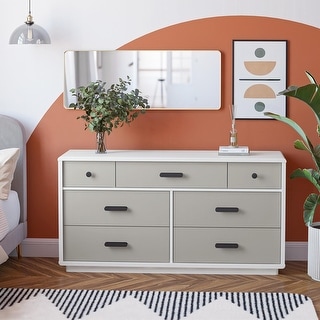 CosmoLiving by Cosmopolitan Valencia 7-Drawer Wide Dresser, Taupe and ...