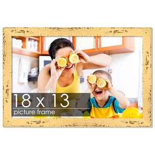 18x13 Shabby Chic / Farmhouse Yellow Complete Wood Picture Frame with ...