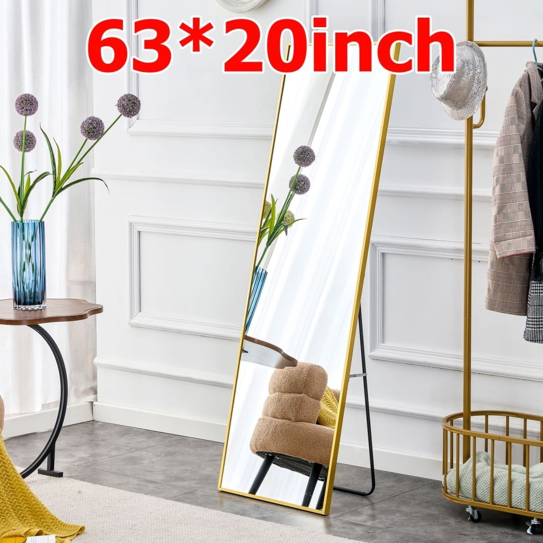 Golden Metal Full Body Mirror Wall Mounted Aluminium Alloy Frame ...